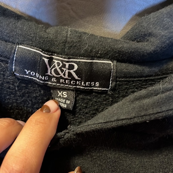 Young & Reckless | Tops | Young Reckless Black Hoodie With Arm Ribbon ...